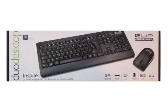 Compuzone. KIT COMBO TECLADO MOUSE INALAMBRICO KLIP XTREME INSPIRE KCK-265S INPERMEABLE